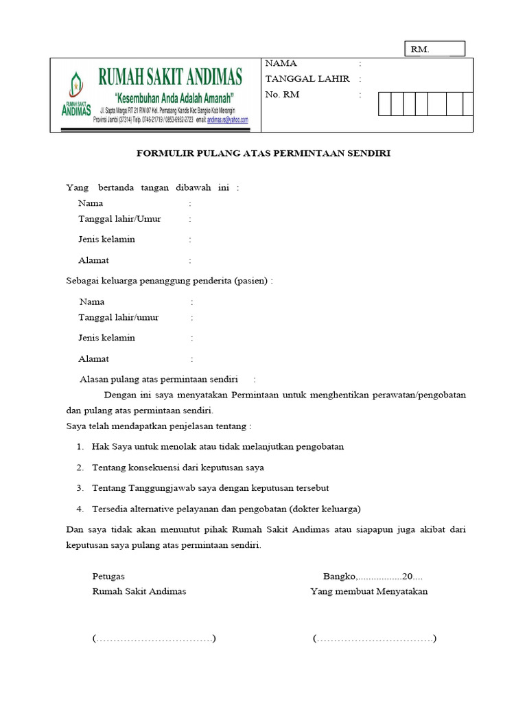 Form Pulang Atas Permintaan Sendiri | PDF