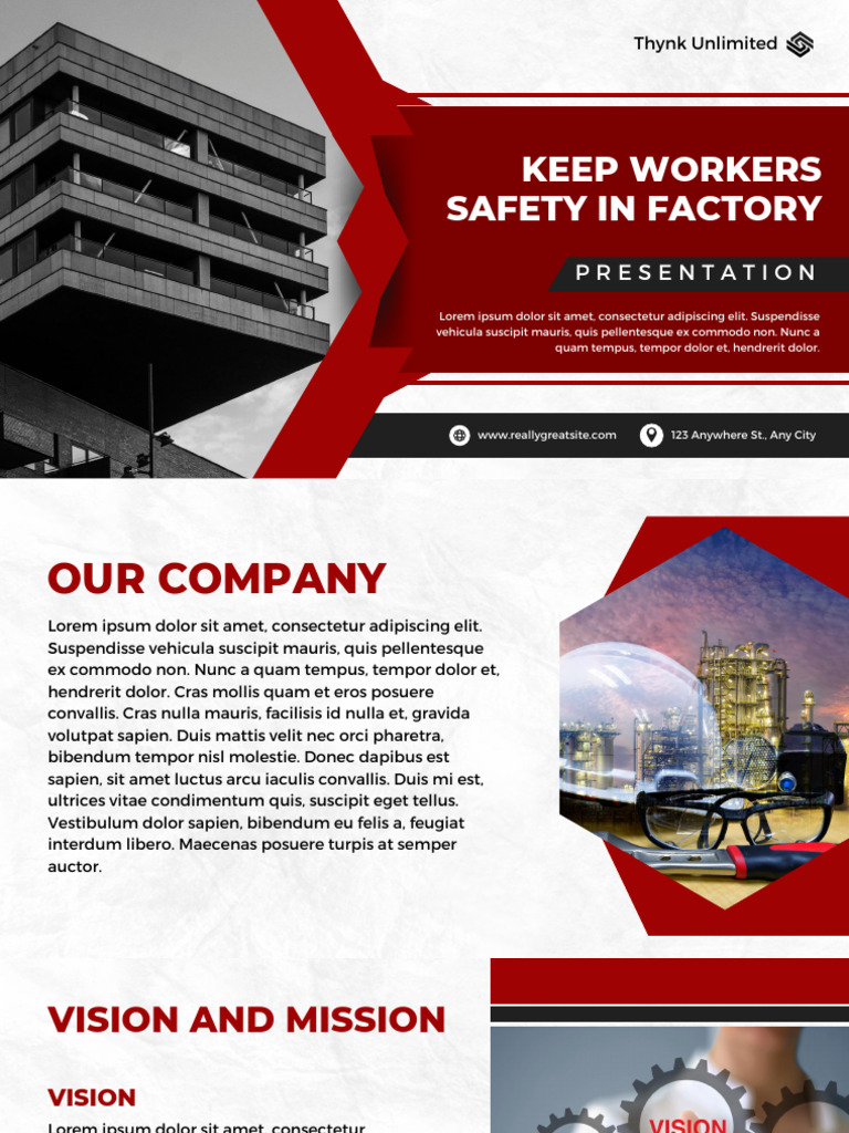 Red and White Modern Keep Workers Safety in Factory Presentation | PDF