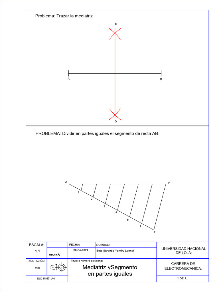 Problema: Trazar La Mediatriz: Al Segmento de Recta AB Dado. (Perpendicular Por El Punto Medio ...
