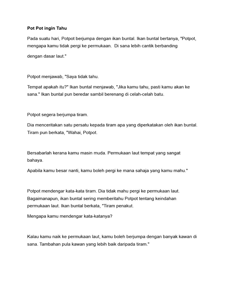 Potpot dan Persahabatan Sejati | PDF | Perjalanan