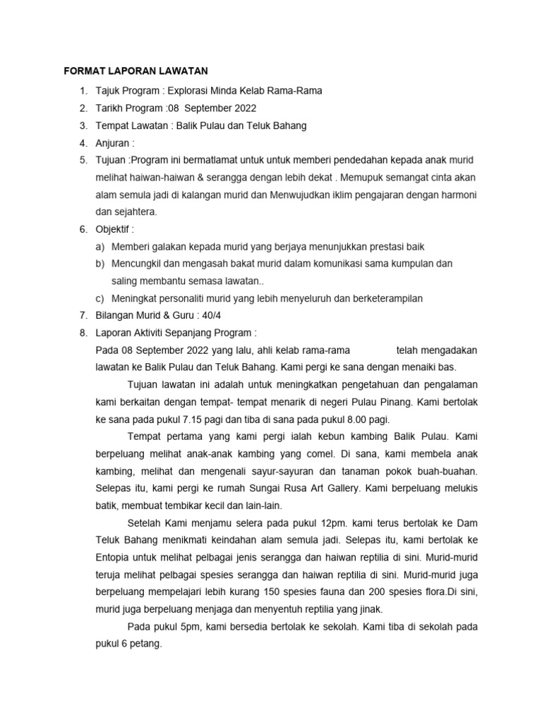 Laporan Lawatan | PDF