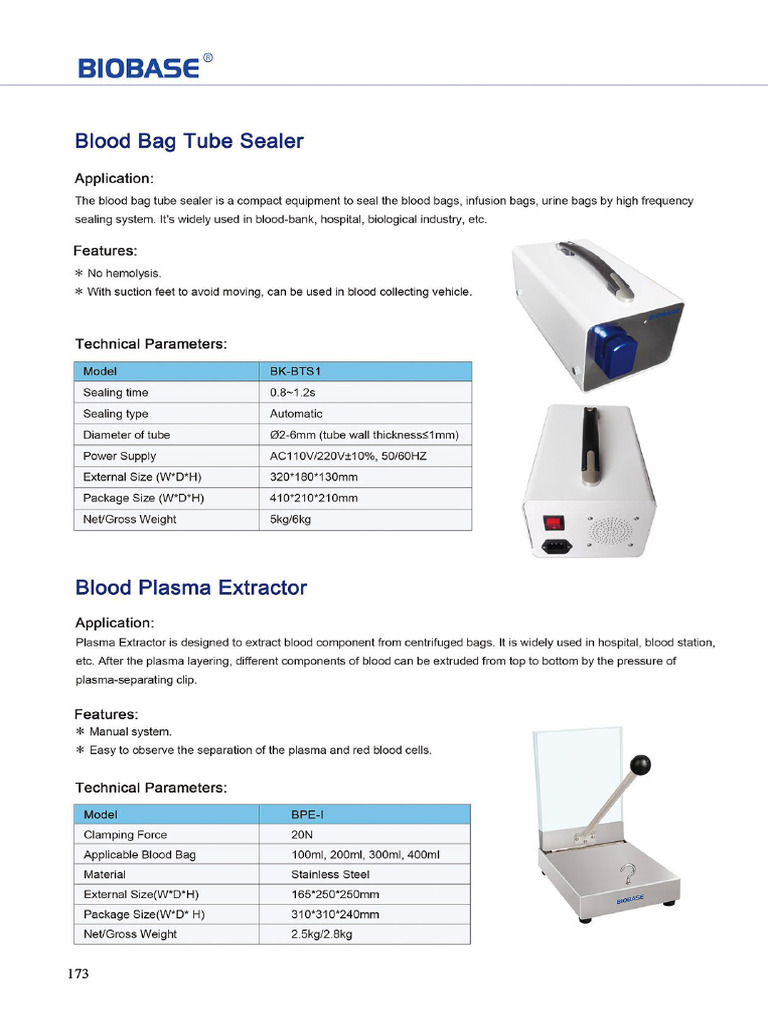 BIOBASE BPE-Ⅰmedical Blood Plasma Extractor | PDF