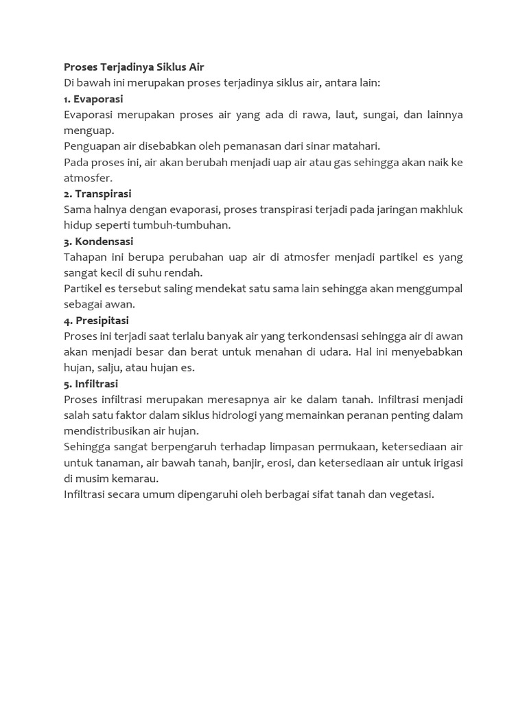 Proses Terjadinya Siklus Air | PDF | Sains & Matematika