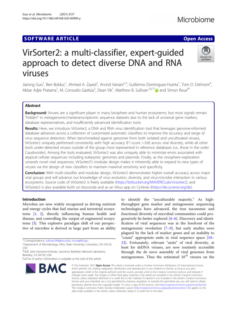 VirSorter2 A Multi Classifier Expert Guided Approach To Detect Diverse ... VirSorter2 A Multi Classifier Expert Guided Approach To Detect Diverse ...