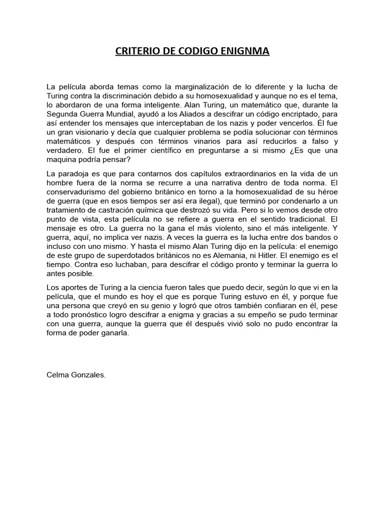 Criterio de Codigo Enigma | PDF