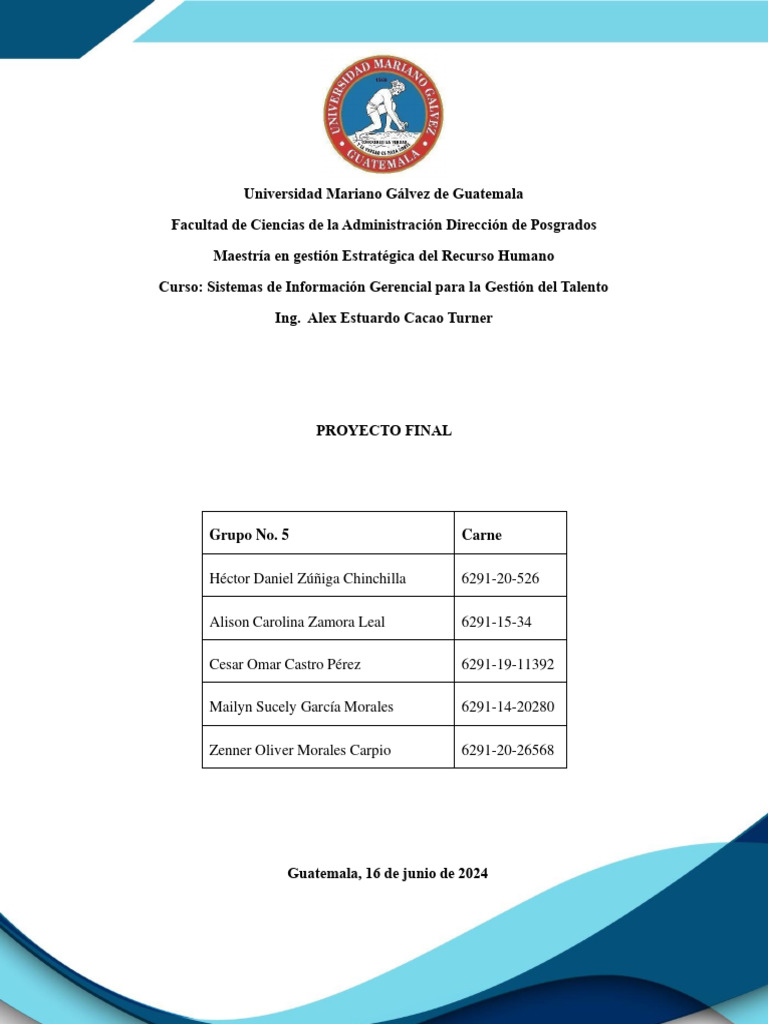 2024.06.15 Proyecto Final Sig | PDF | Reclutamiento | Gestión de recursos humanos