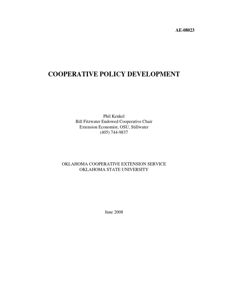 Cooperative Policy Development Guide | PDF | Stocks | Employment