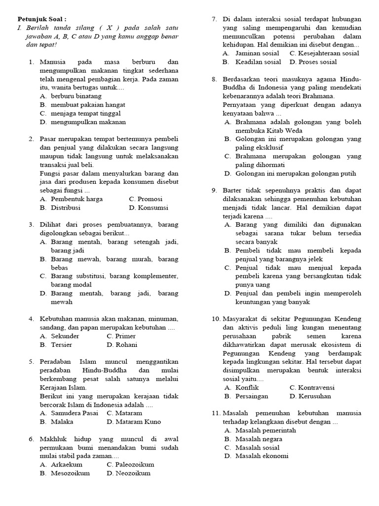 Soal Kelas 7 Mapel IPS Semester 2 | PDF