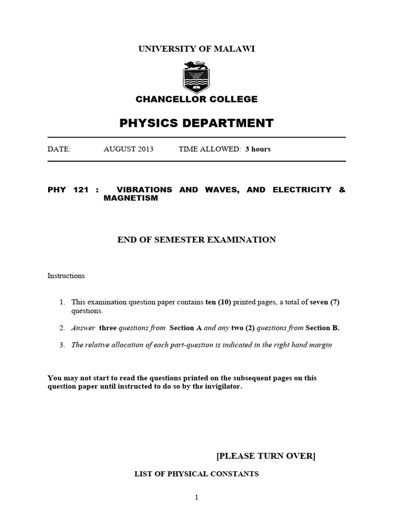 Phy Exam Paper | Download Free PDF | Waves | Wavelength