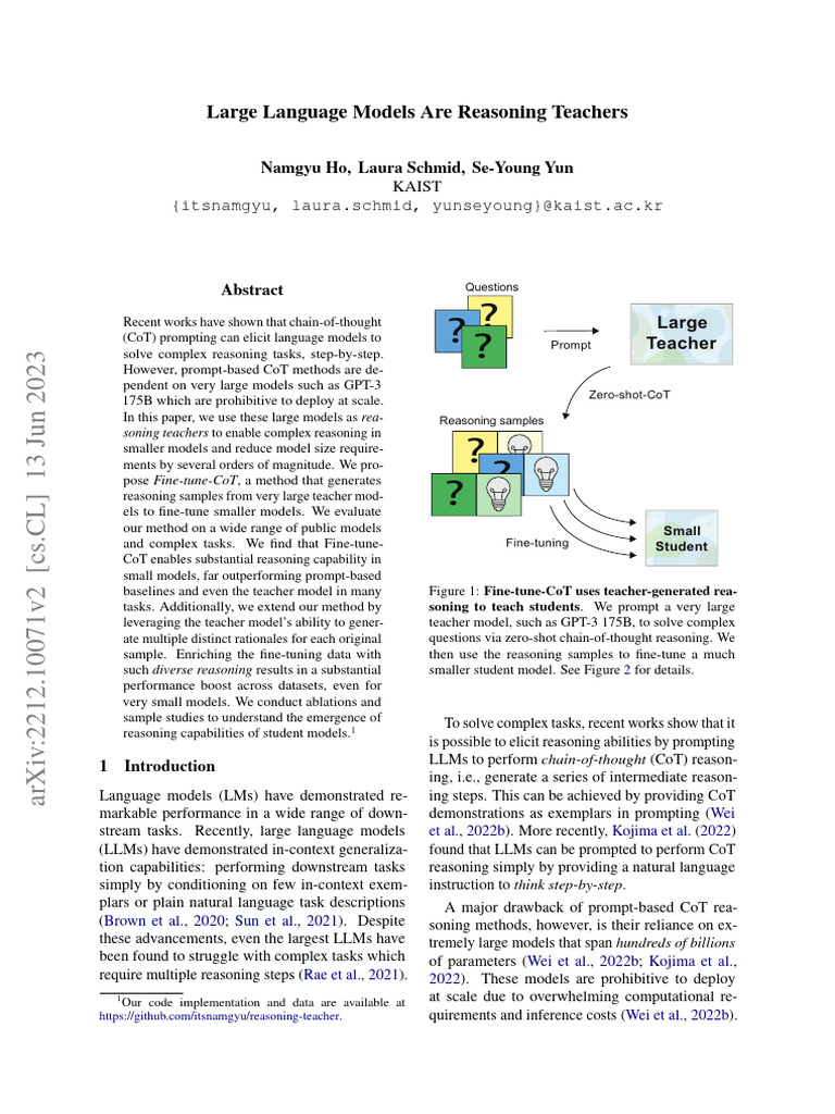 Fine-tune-CoT: Teaching Small Models Reasoning | PDF | Statistical ...