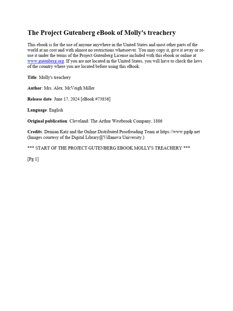 Molly Treachery | PDF | Project Gutenberg Molly Treachery | PDF | Project Gutenberg