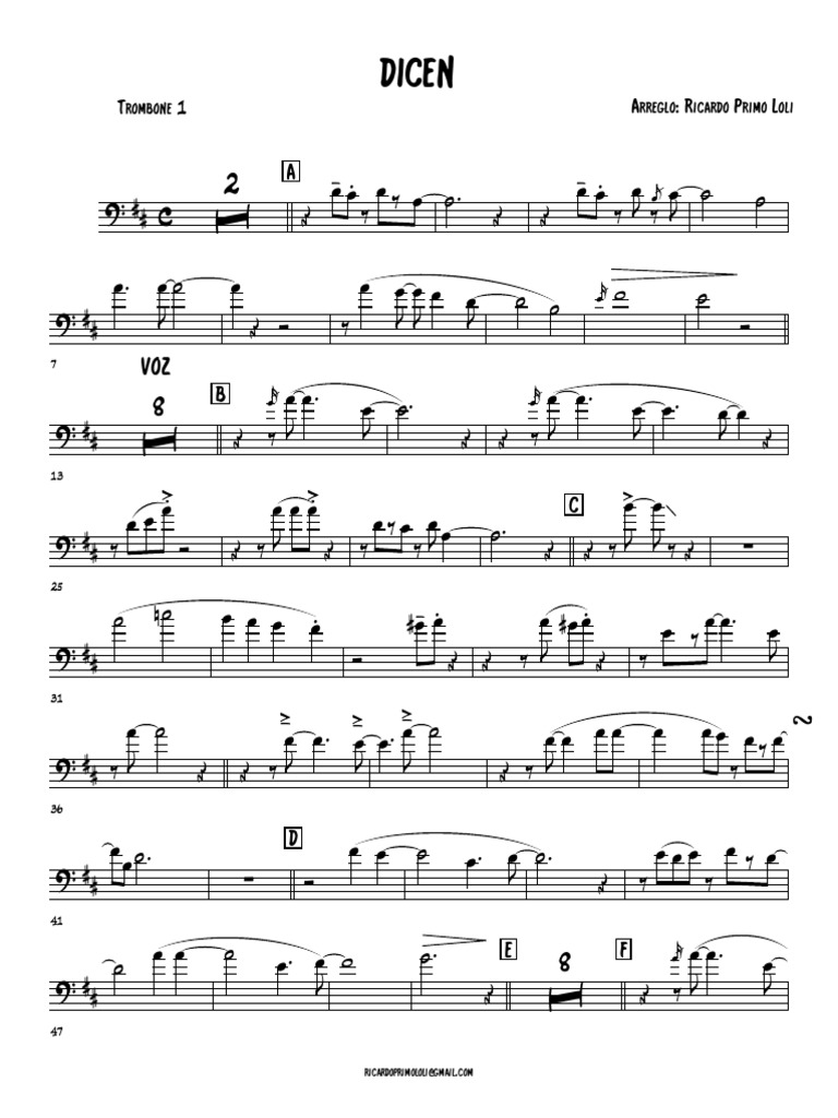 Dicen (Score) - Trombone 1 | PDF