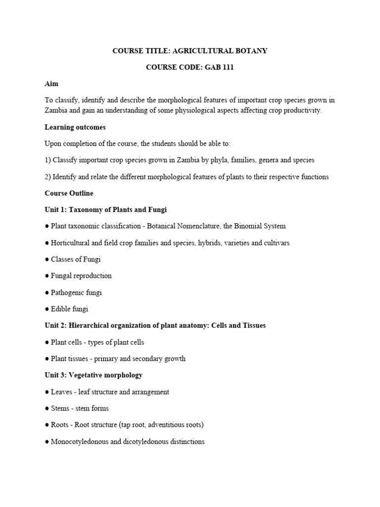 BOTANY SYLLABUS 2024 | PDF | Seed | Plants
