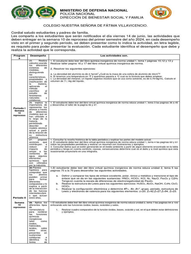 10 Taller Quimica de Reproceso Primer Segundo Semestre. | PDF | Sal ...