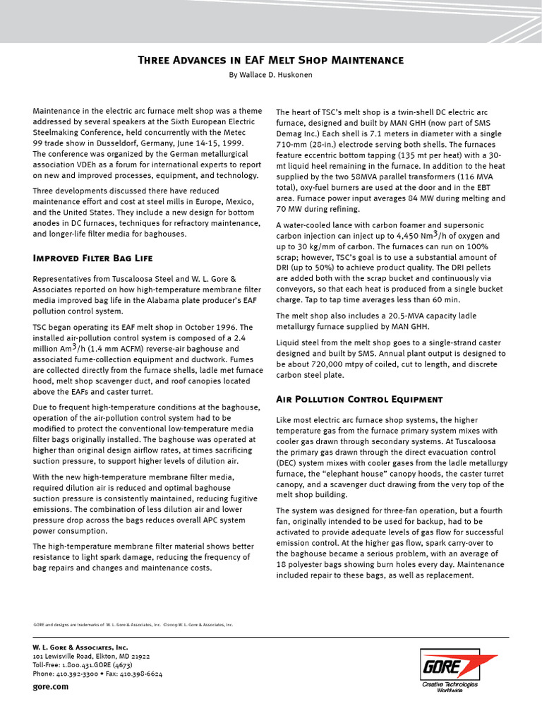 Three Advances in EAF Melt Shop Maintenance | PDF | Secondary Sector Of ...