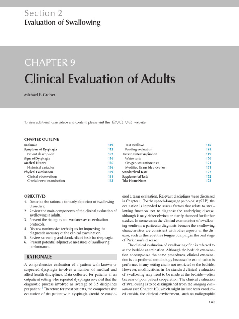 Lectura Evaluaci N CL Nica de La Degluci N | PDF | Physical Examination | Screening (Medicine)