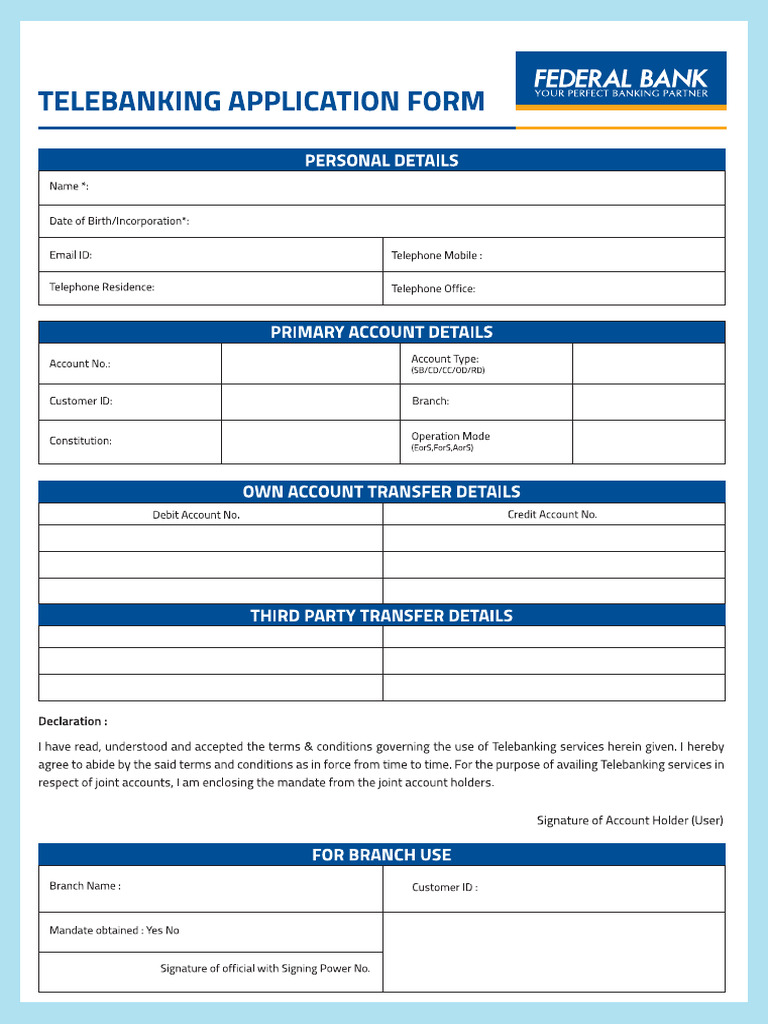 Telebanking Application Form | PDF