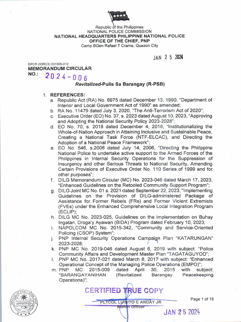 PNP-MC-2024-006-REVITALIZED-PULIS-SA-BARANGAY-R-PSB | PDF PNP-MC-2024-006-REVITALIZED-PULIS-SA-BARANGAY-R-PSB | PDF