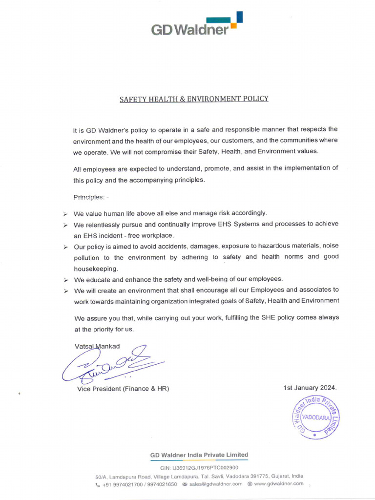 HSE Policy - 1-1-2024 | PDF