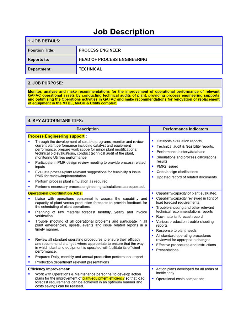 JD Process Engineer-new | Download Free PDF | Simulation | Engineering