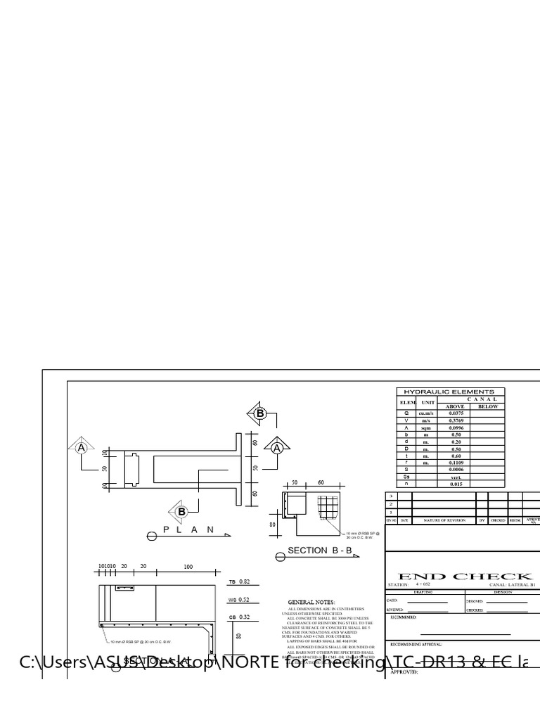 End Check Canal Structure Plan | PDF | Structural Engineering | Building Materials