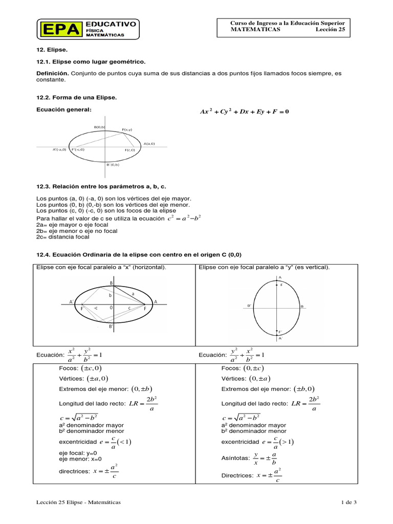 Elipse | PDF | Elipse | Ecuaciones