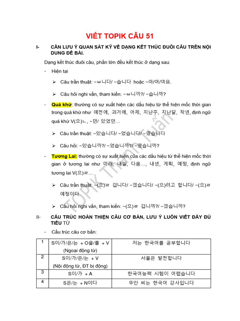 Viết Topik Câu 51 | PDF