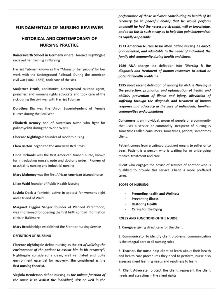 Fundamentals of Nursing Reviewer | PDF | Nursing | Tort