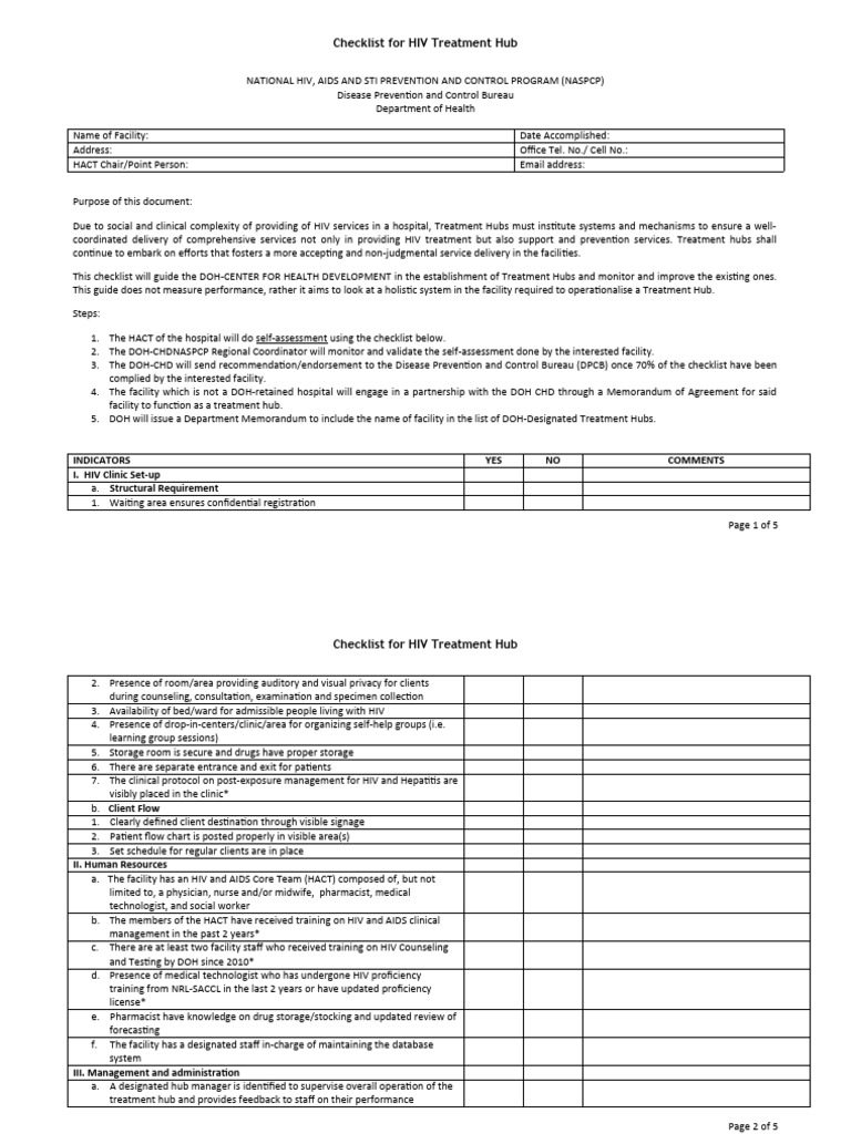 Checklist Tx-Hub 2020 | PDF | Hiv/Aids | Hiv