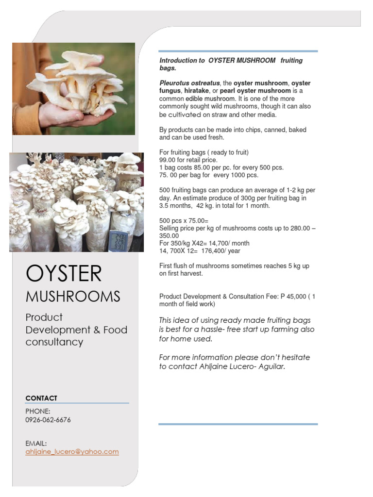 Oyster Mushroom Proposal | PDF | Technology & Engineering