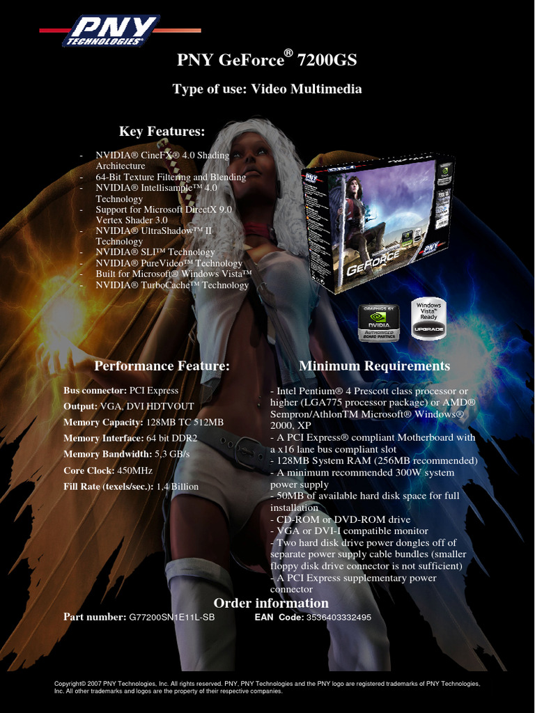 Pny Geforce 7200Gs: Type of Use: Video Multimedia | PDF | Shader | Computing
