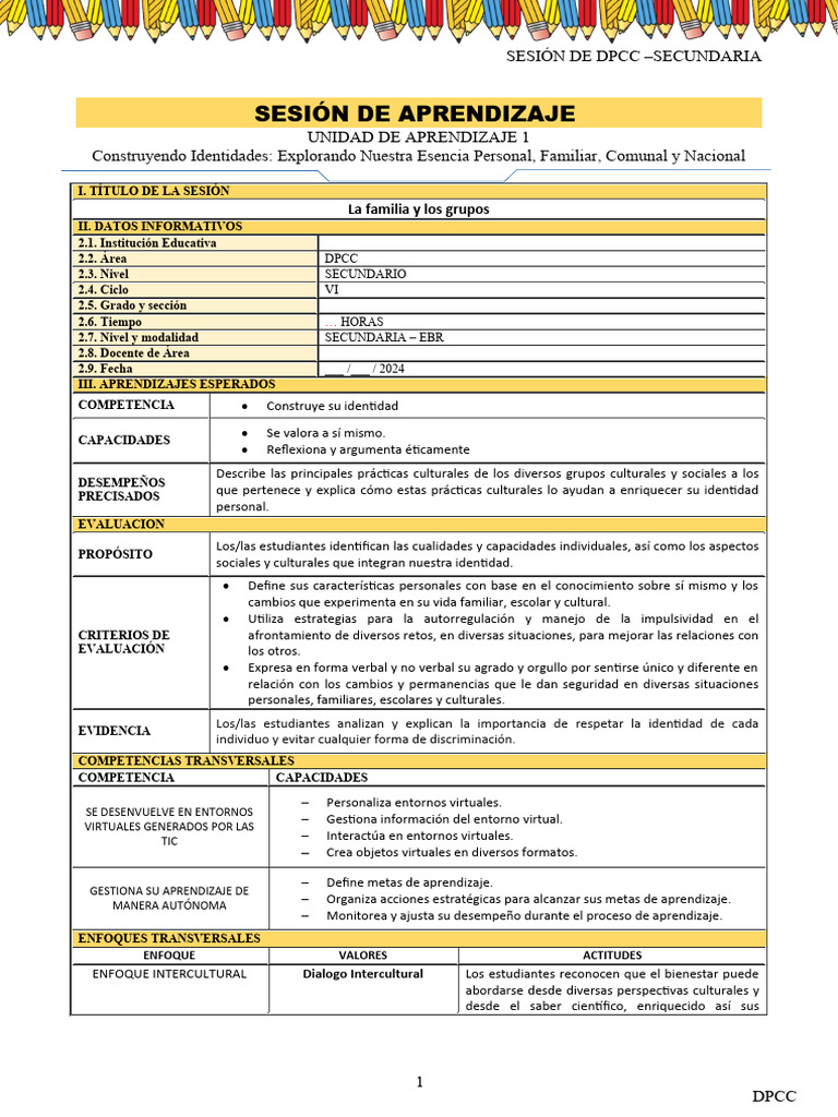 2º Ses Act 4 - DPCC 2024 | PDF | Aprendizaje | Evaluación