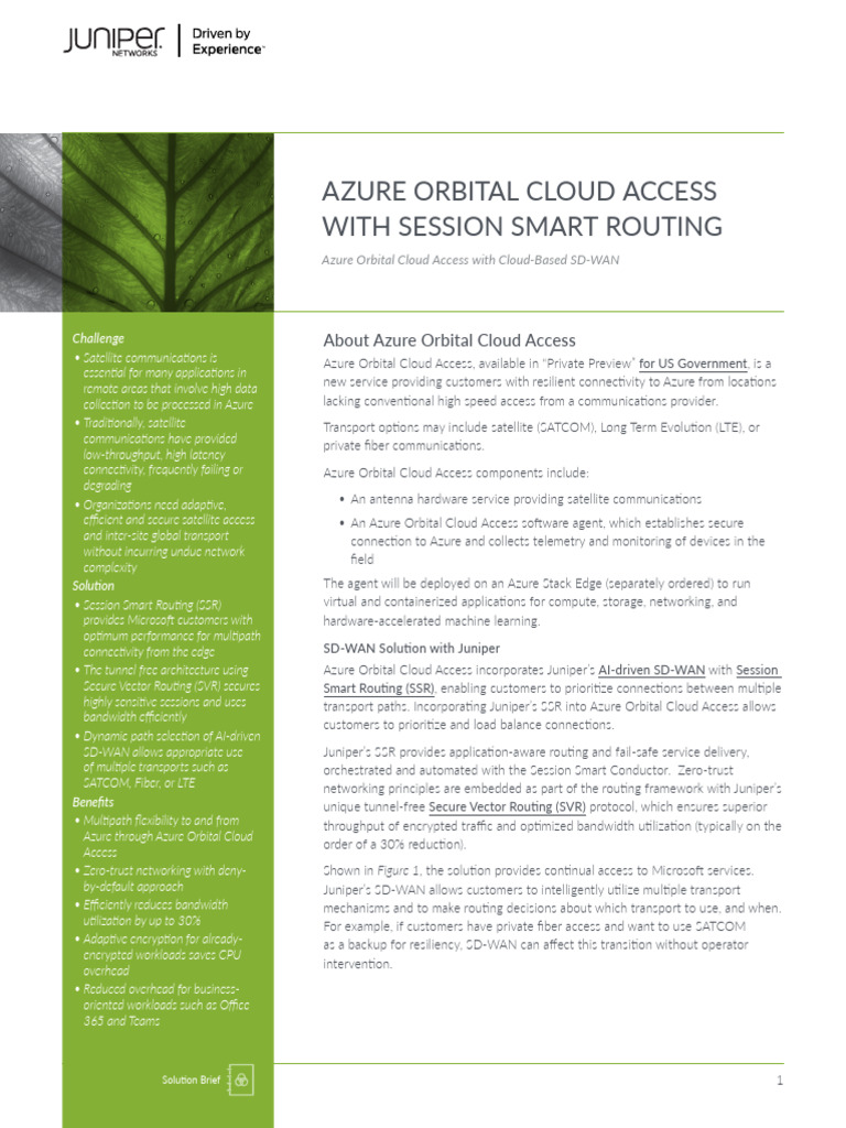 Azure Orbital Cloud Access With Session Smart Routing | PDF | Microsoft ...