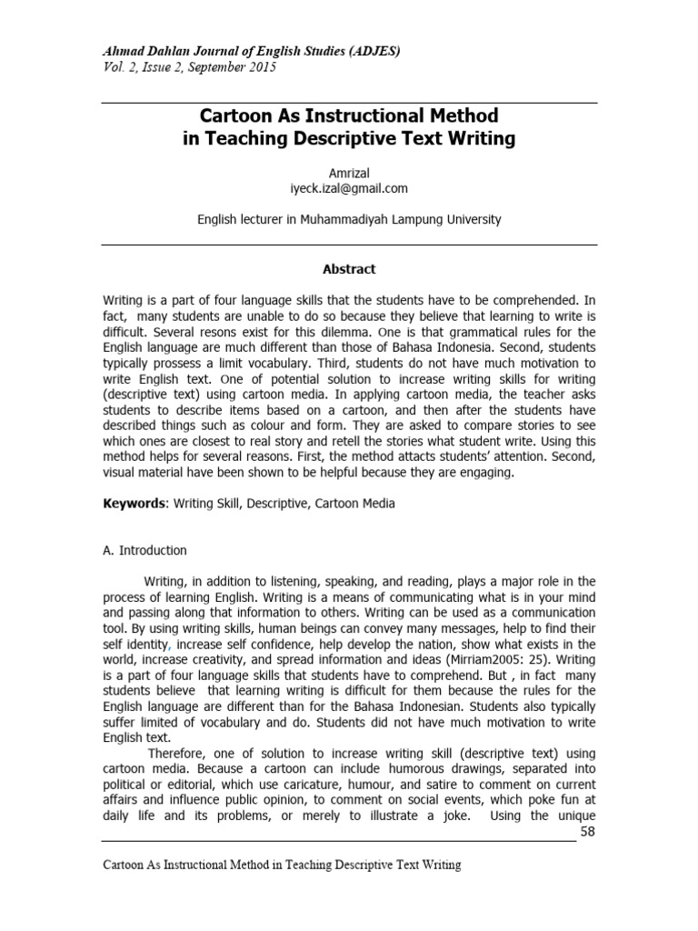 Cartoon in descriptive writing UAD | Download Free PDF | Writing | Cartoon