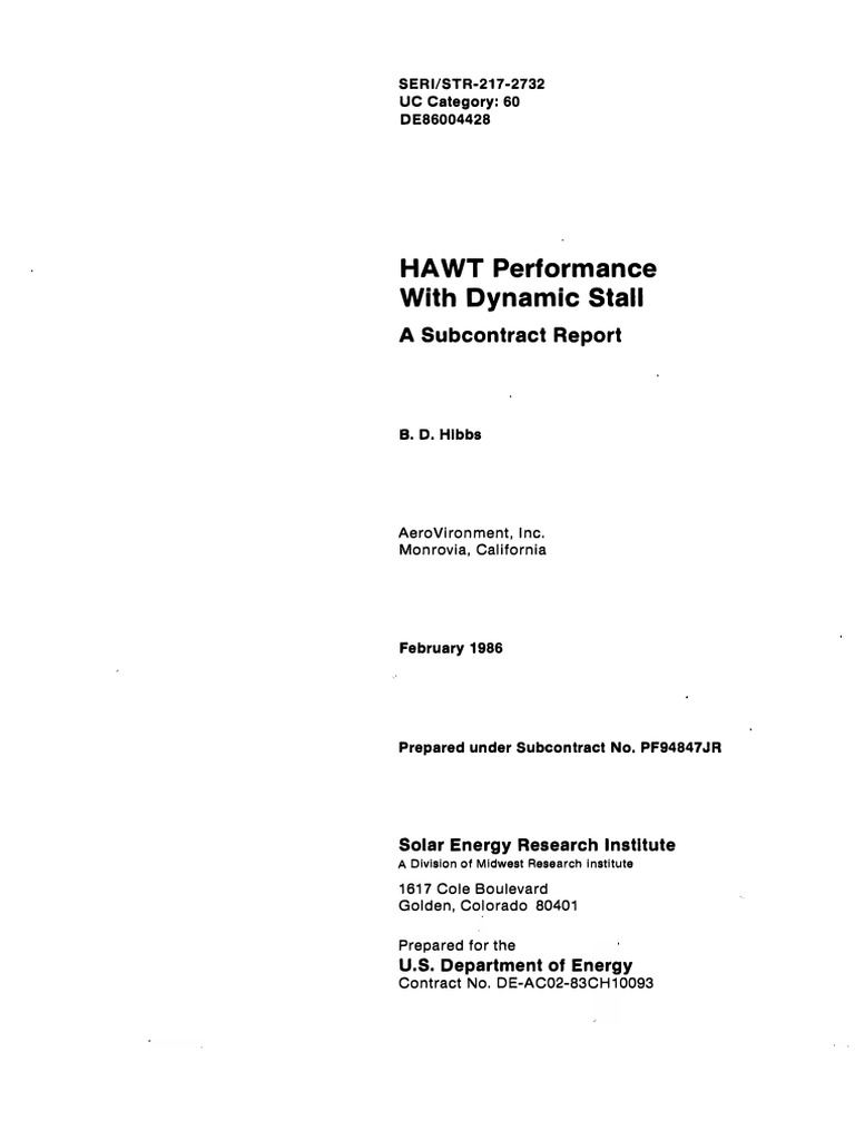 HAWT Performance With Dynamic Stall | PDF | Turbine | Fluid Mechanics