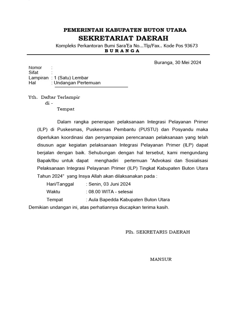 Surat Ilp Setda | PDF