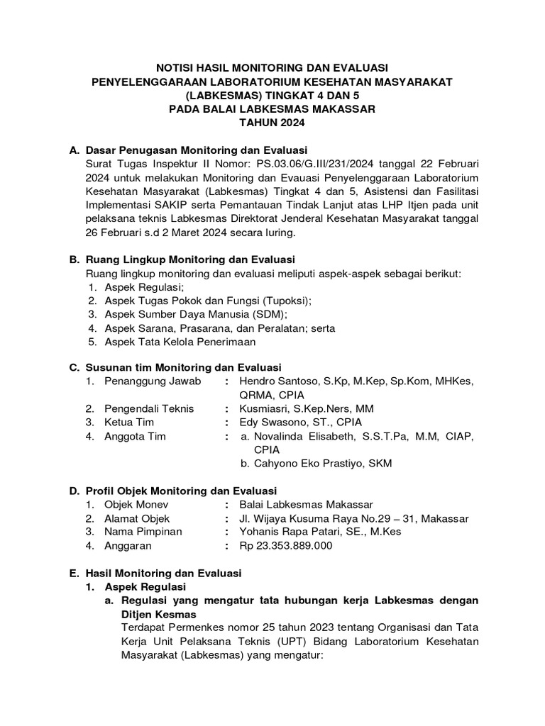 Notisi Monev Labkesmas Makassar 2024 | PDF | Kesehatan Holistik ...