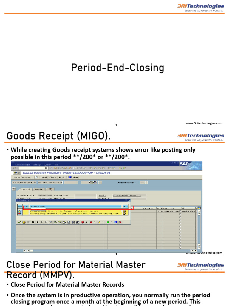 Period End Closing | PDF | Receipt | Prices