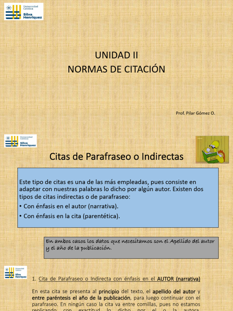 Ppt Citas de Parafraseo | PDF | Citación | Autor