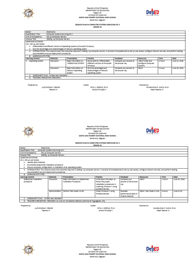 CSS-Session Plan Grade 10 | PDF | Client–Server Model | Peer To Peer