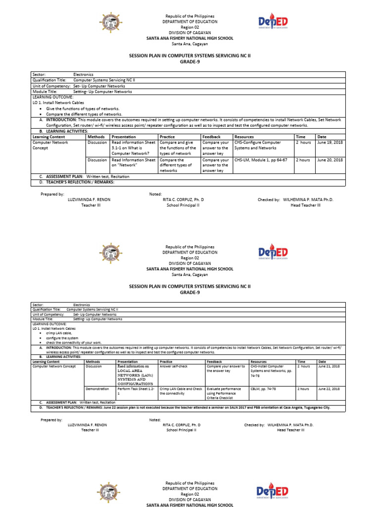 CSS-Session Plan Grade 9 | PDF | Computer Network | Wi Fi