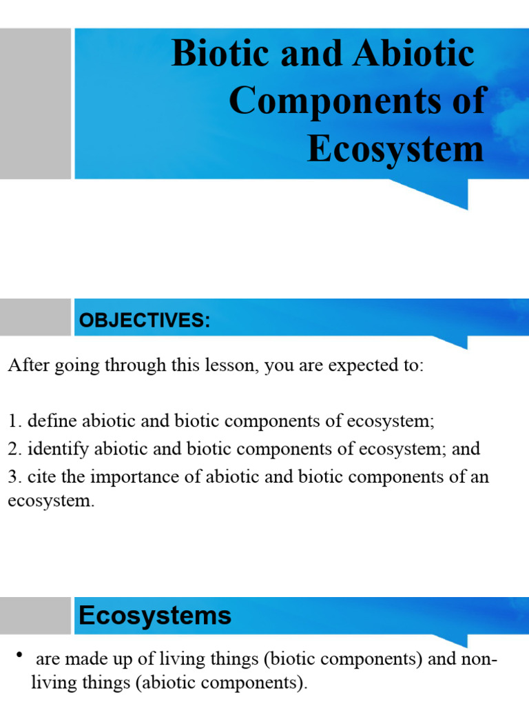 Biotic and Abiotic Components | PDF | Ecosystem | Decomposition