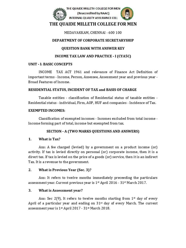 Income Tax Law and Practice-I | PDF | Cost Of Living | Taxes
