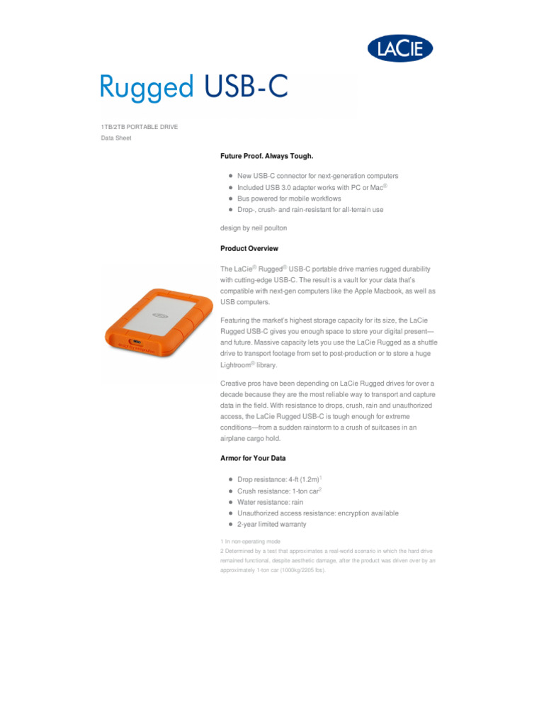 LaCie USB-C Portable Hard Drive | PDF | Byte | Office Equipment
