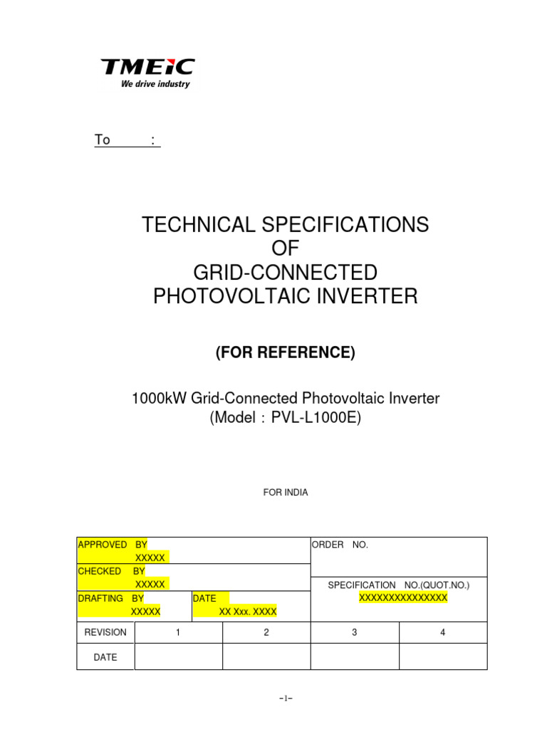 1MW Inverter technical specification | Download Free PDF | Power ...