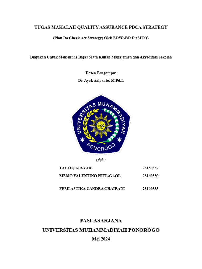 Tugas Kelompok Pdca P. Ayok | PDF