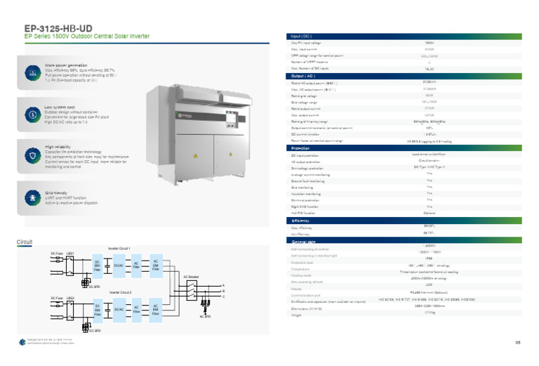 Datasheet - EP-3125-HB-UD - 2MPPT Version 202106 | PDF | Power Inverter | Alternating Current
