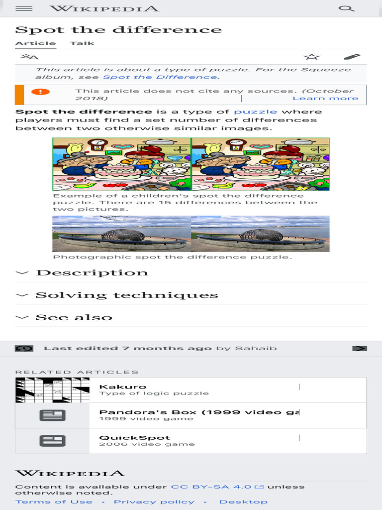 Spot The Difference - Wikipedia | PDF