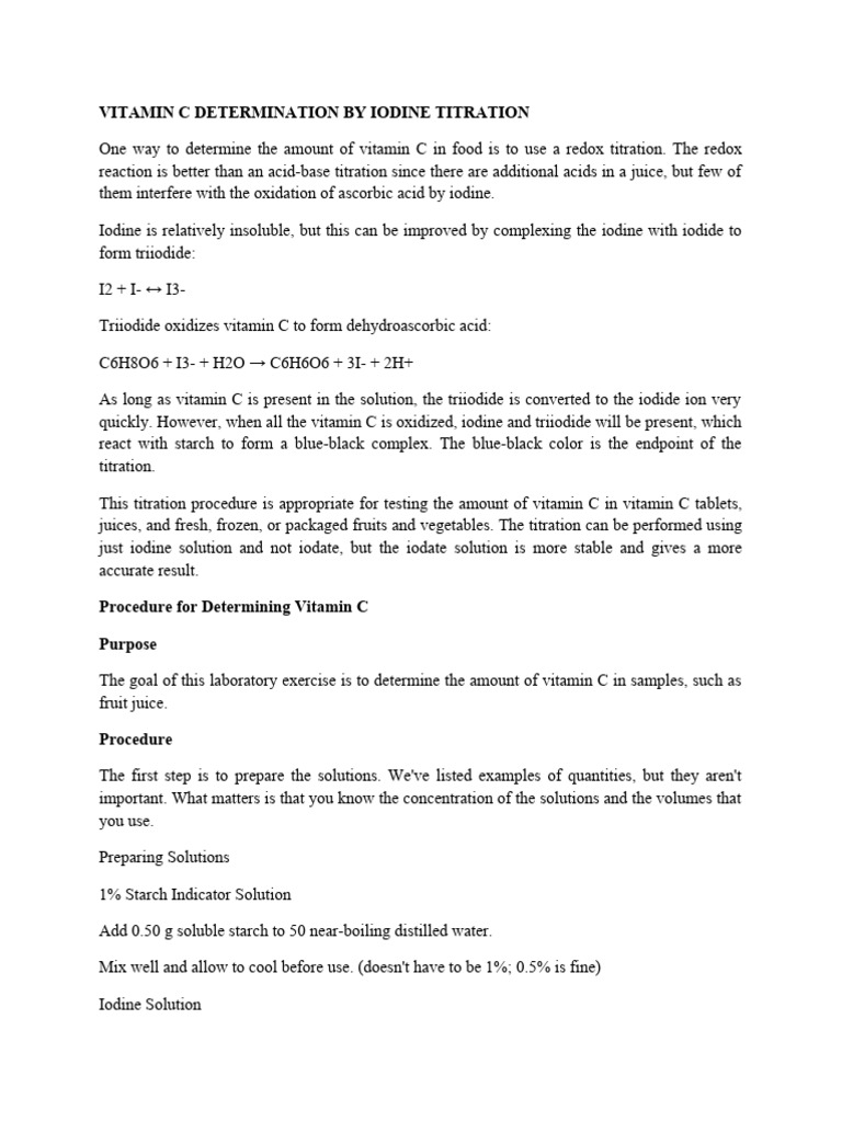 vitamin C | PDF | Titration | Chemistry