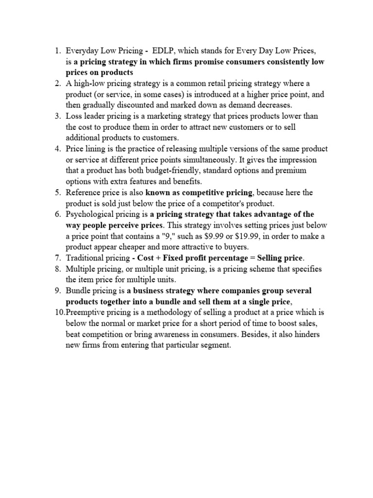 Essential Pricing Strategies Explained | PDF | Finance & Money Management